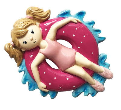 Girl in Inner Tube Ornament | Personalized Free – Callisters Christmas